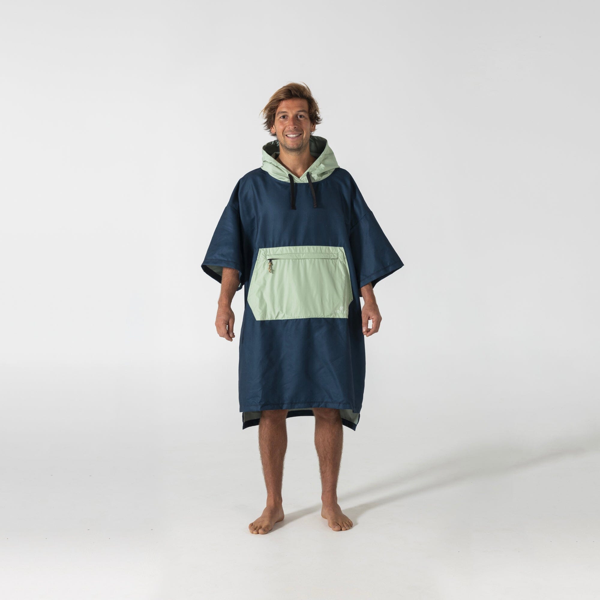 VOITED Micro Fleece Poncho - Ocean Navy/Cameo Green – VOITED US
